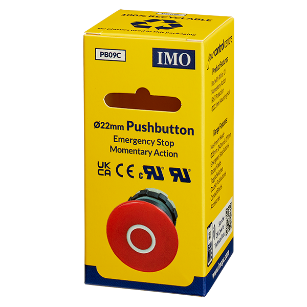 IP67 Red Mushroom Stop Button, 40mm non latching (BS3P14RED-O) - PB09C ...