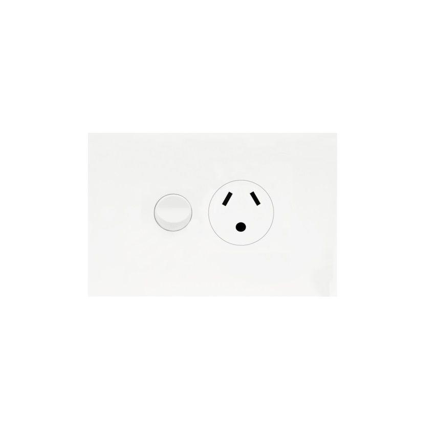Hager Finesse Single Power Point with round earth pin 250V (Gloss Whit ...