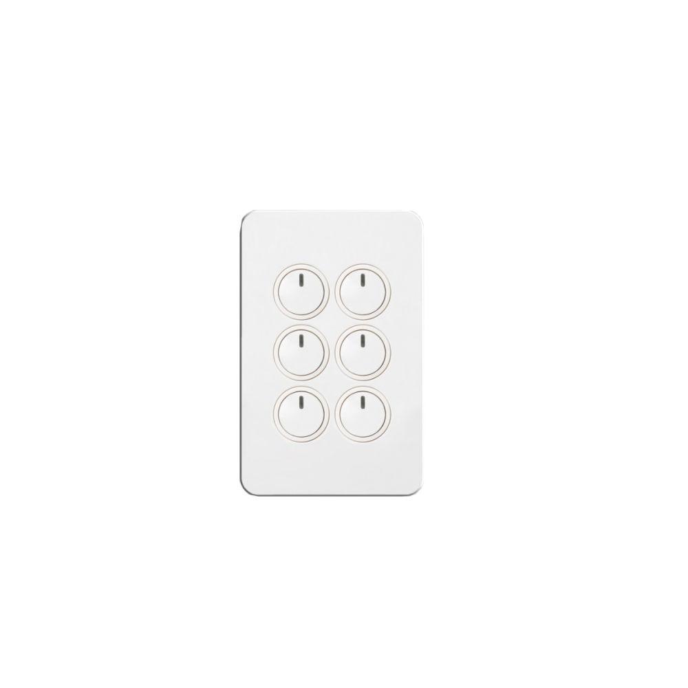 Hager Silhouette 6 Gang Button Switch With LED Indicator (White) - WBS ...